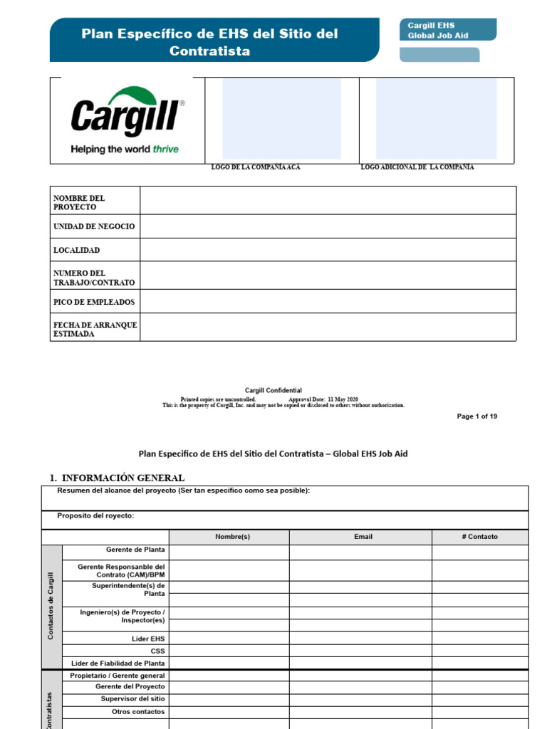 2c. Plan EHS Del Contratista (ES) | PDF