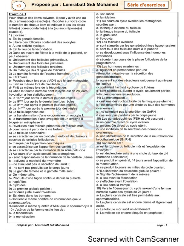 Exercices Repro | PDF