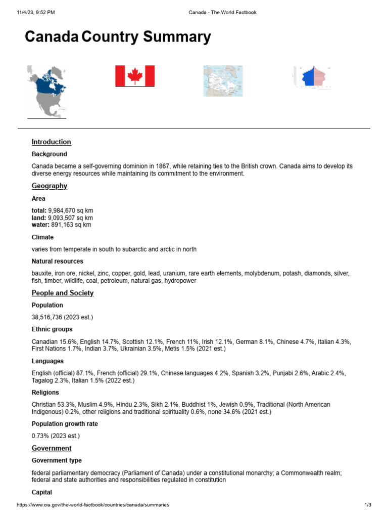Canada Country Overview and Facts | PDF | Canada | Economies