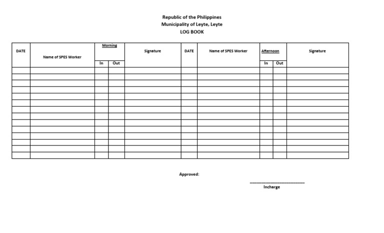 SPES Employee Log Book Template | PDF