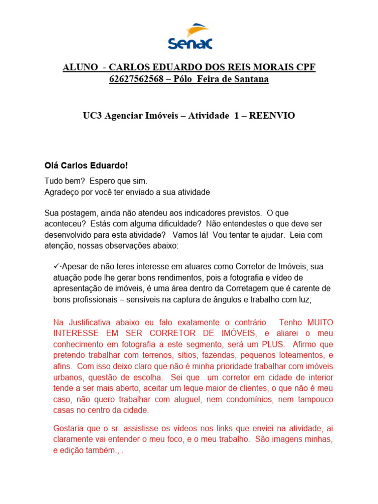 Atividade 1 - UC3 EAD Senac TTI | PDF | Publicidade