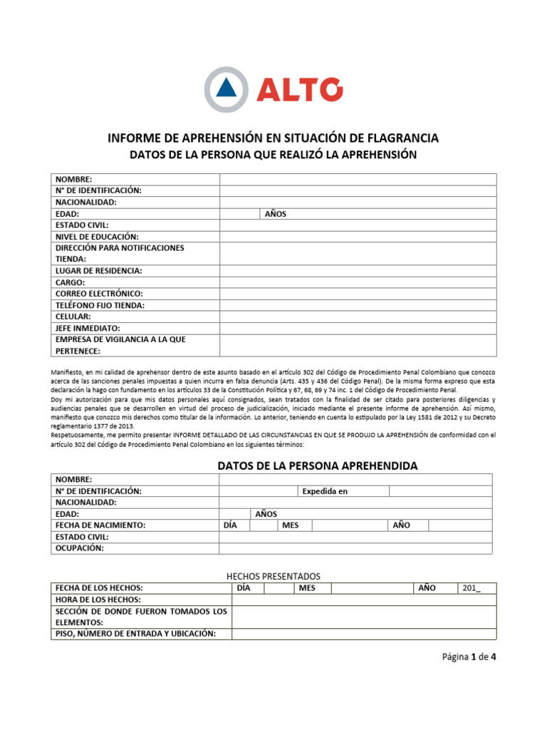 Nuevo Formato de Aprension 2018 | PDF