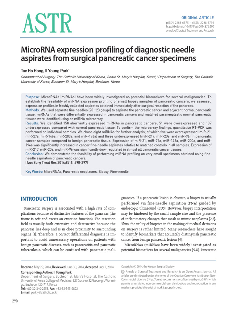 Microrna Expression Profiling of Diagnostic Needle Aspirates From ...