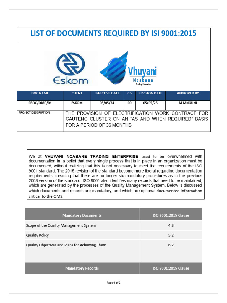 A4 Records Required by Iso 9001 Standard (List of Records) | PDF | Iso ...