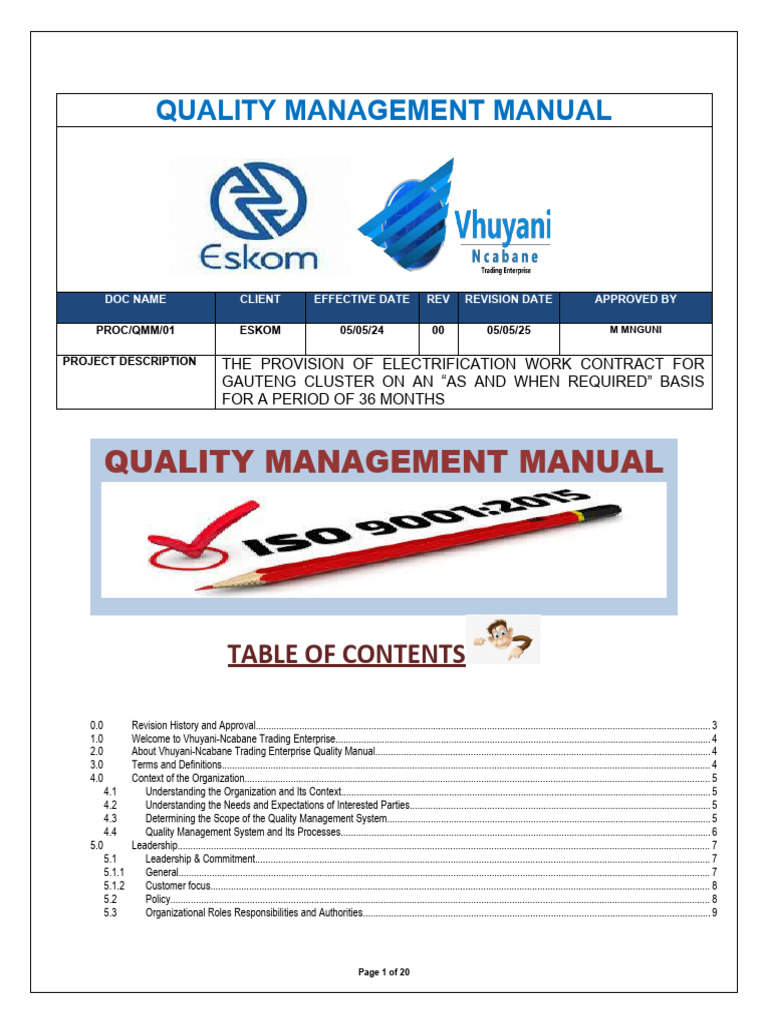 A1 Quality Management System Manual | Download Free PDF | Quality ...