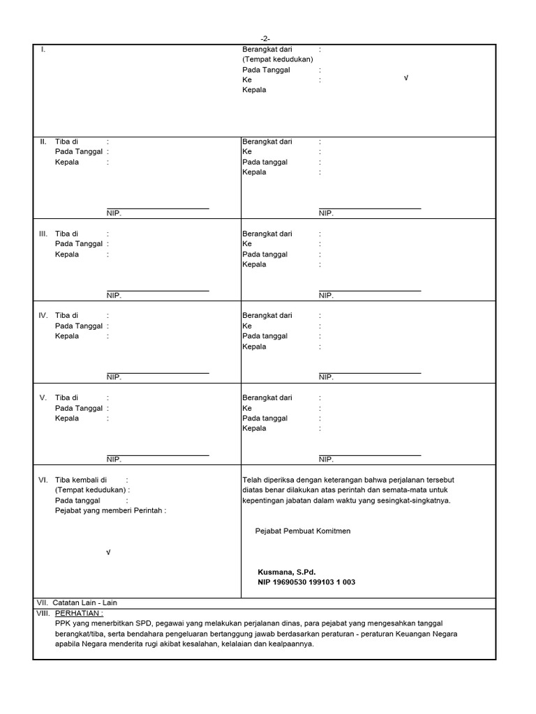 Contoh Blanko SPPD Resmi | PDF