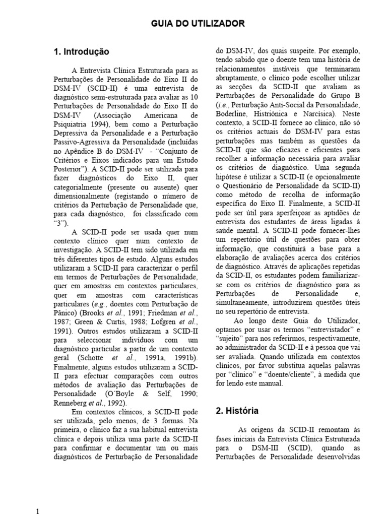 Scid Ii Manual Do Utilizador | PDF | Manual Diagnóstico e Estatístico ...