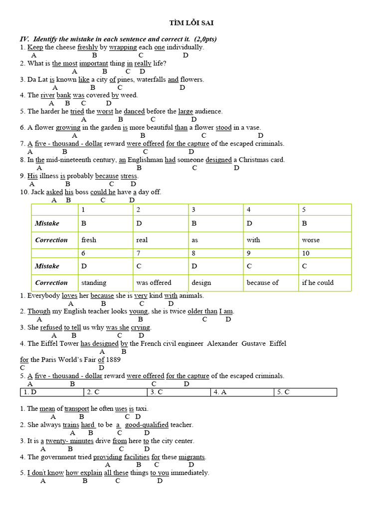 English Grammar Error Correction | PDF