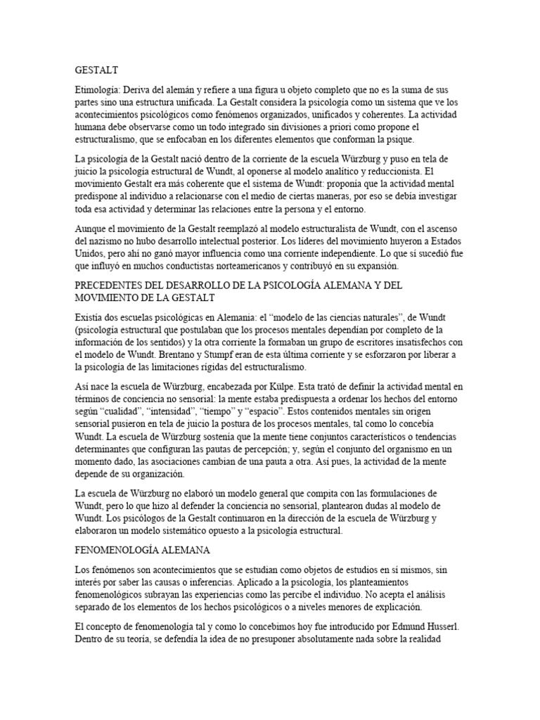 GESTALT | PDF | Sicología | Fenomenología (filosofía)