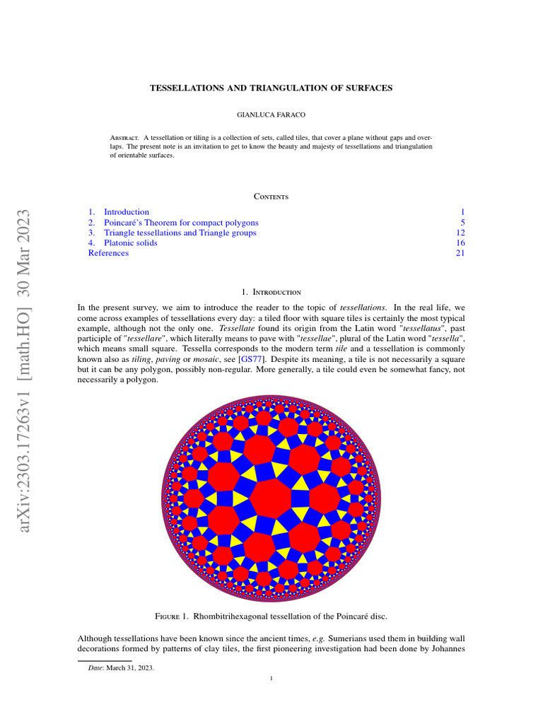Tessellations Of Surfaces Download Free Pdf Triangle Geometry