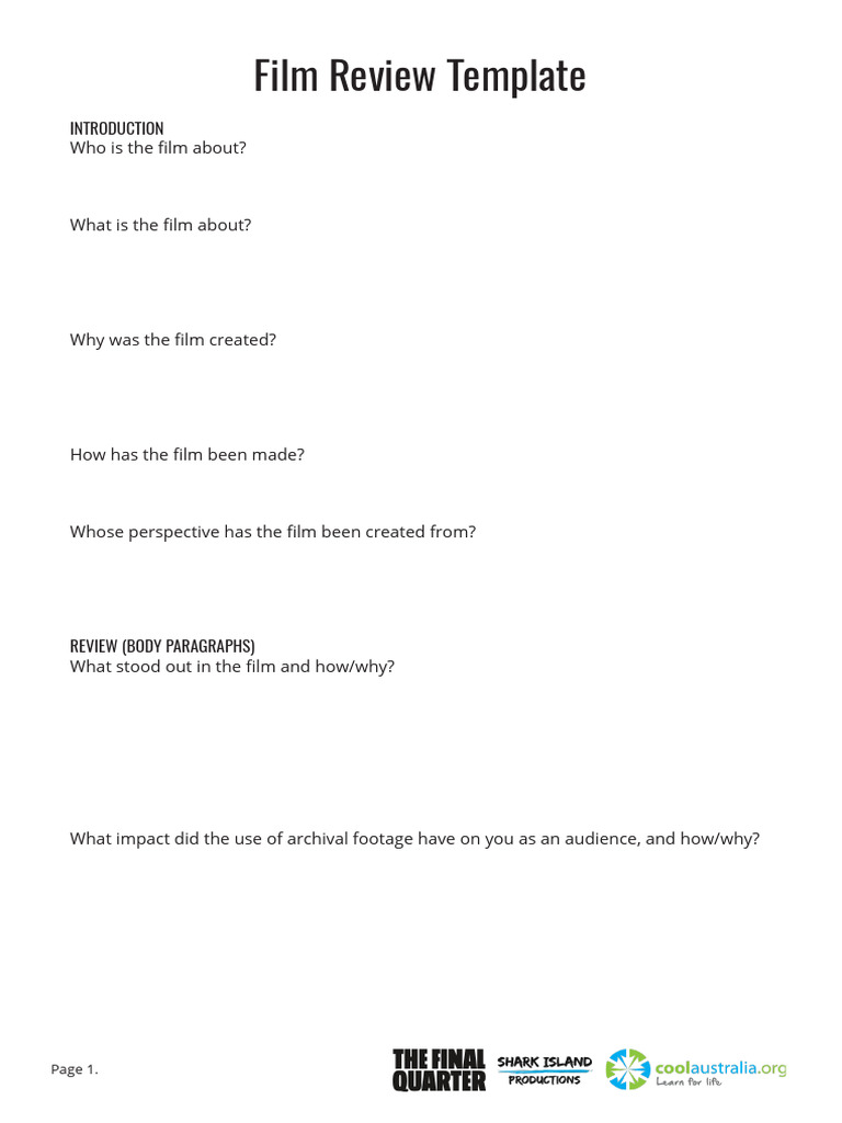 TFQ Film Review Template | PDF | Career & Growth