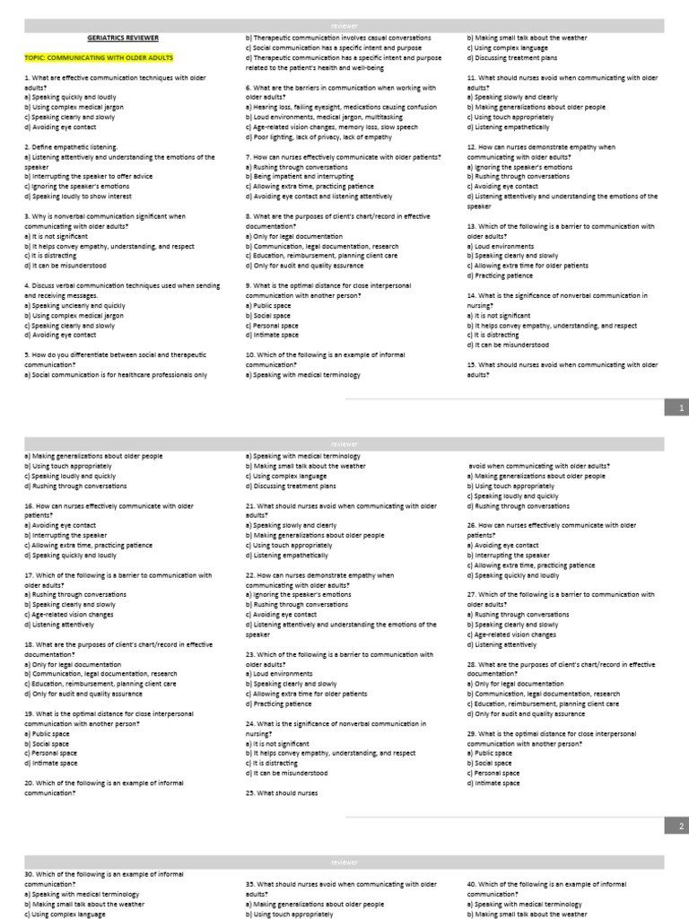 Geriatrics Practice Q. | Download Free PDF | Nursing | Gerontological ...