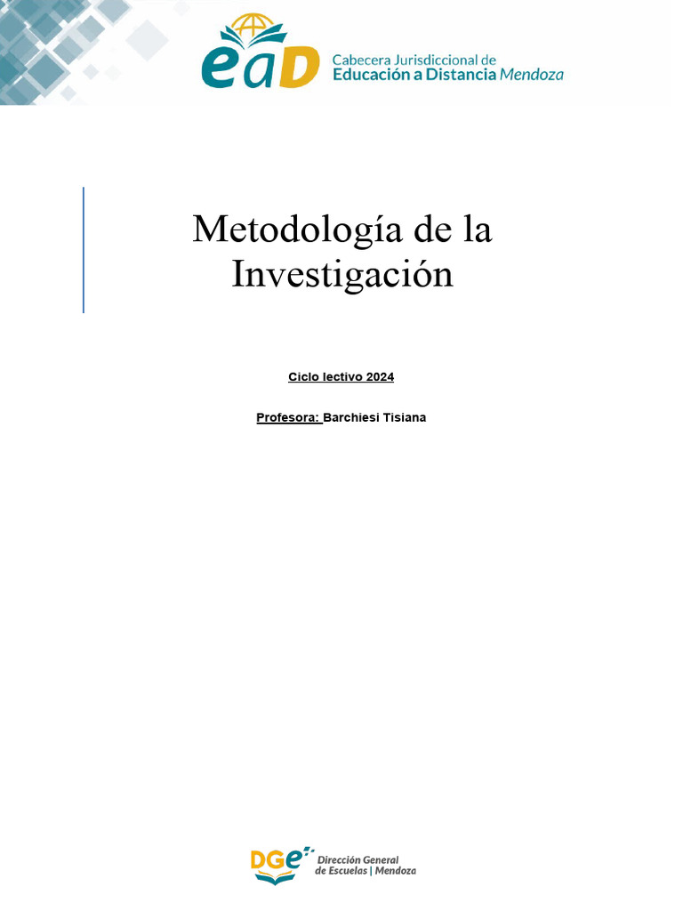 Programa Metodologia de La Investigacion 2024 | PDF | Enseñando | Aprendizaje