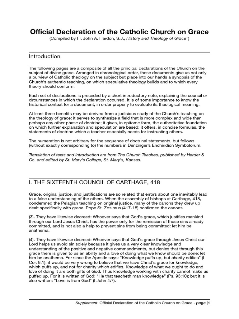 Official Declaration On Grace | PDF | Grace In Christianity | Baptism