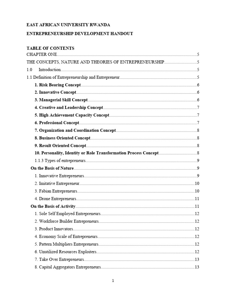 Handout of Entrepreneurship Development Skills | PDF | Entrepreneurship ...