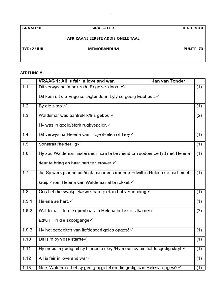 GR 10 AFR EAT V2 MEMO 2018nn | PDF