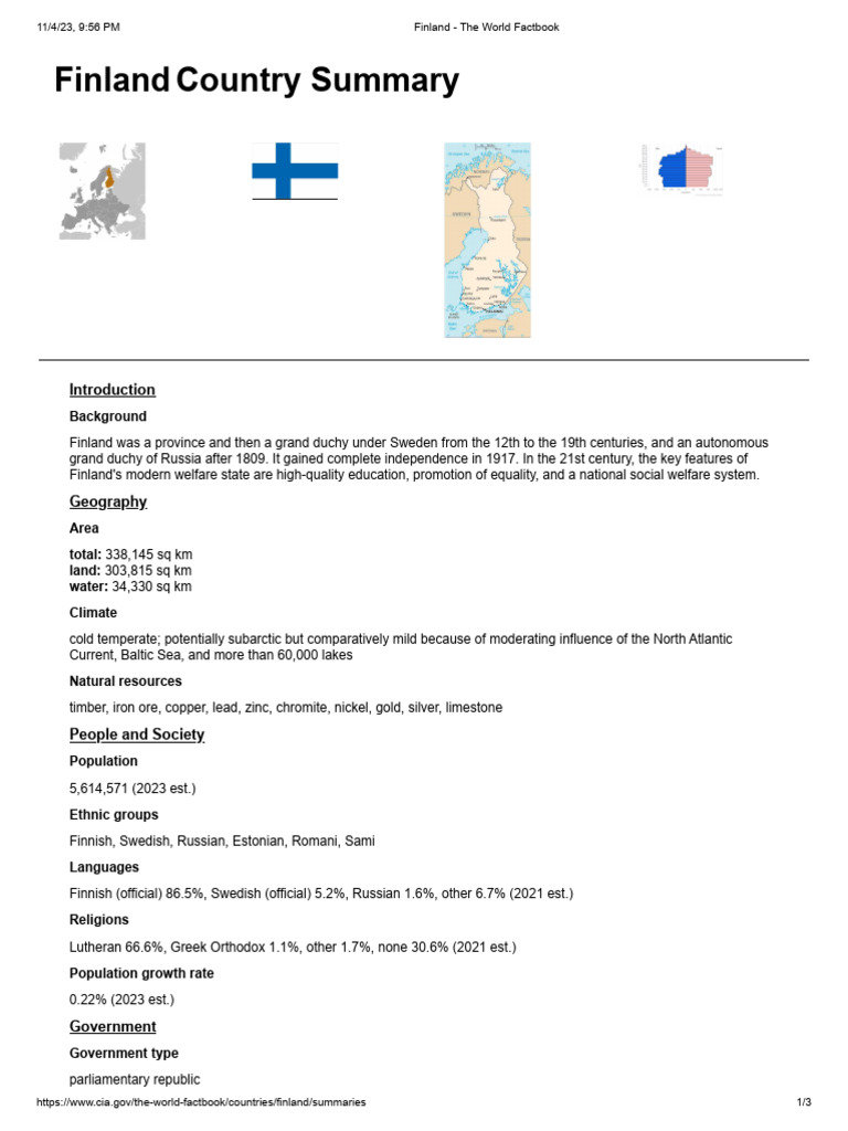 Finland - The World Factbook | PDF | Finland | Sweden