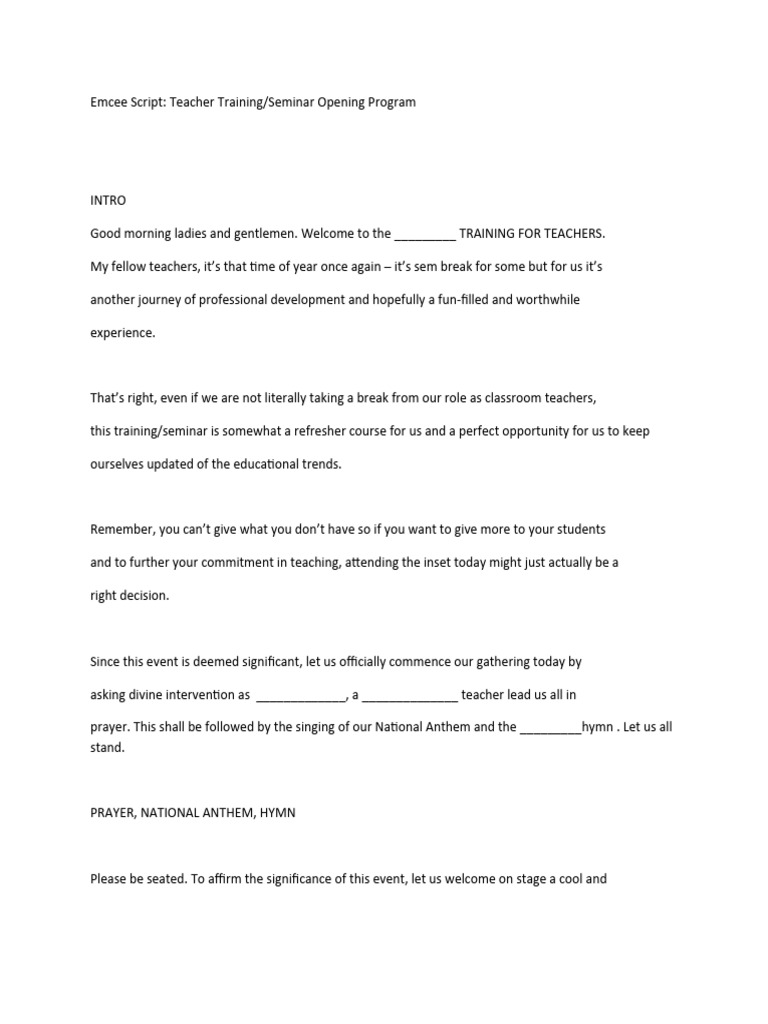 Emcee Script_ T | Download Free PDF | Teachers | Learning