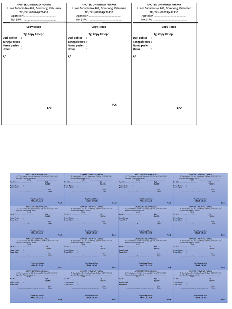 Copy Resep, Etiket Putih Dan Biru - Inayatul | PDF | Kesehatan Holistik
