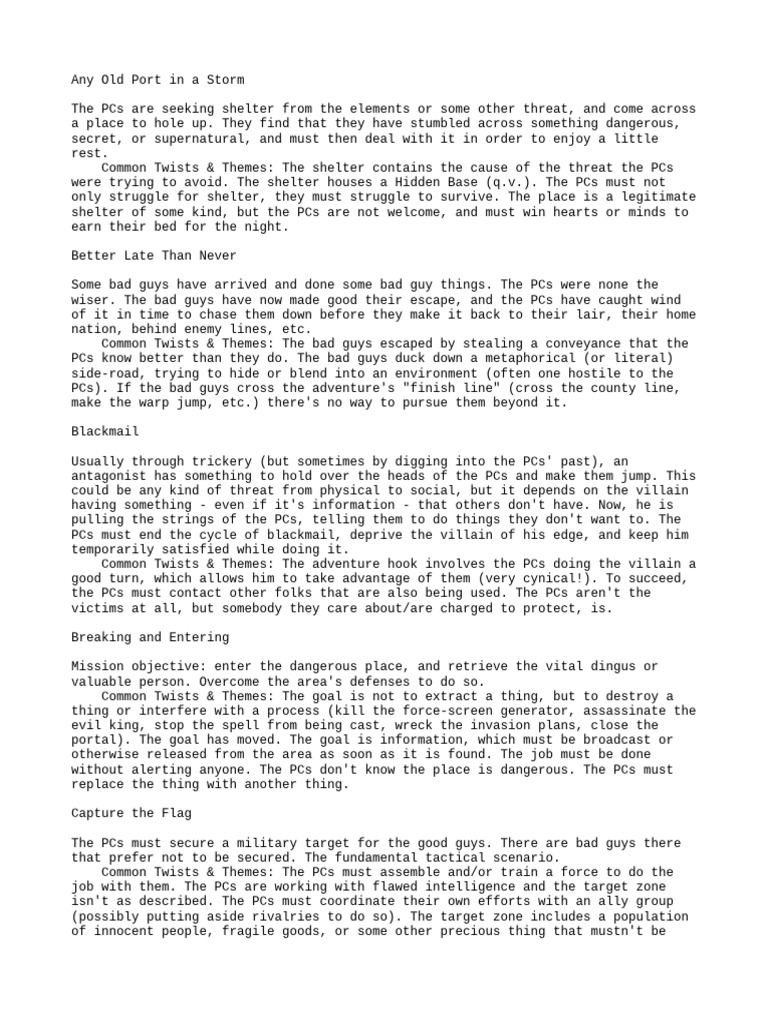 Big List of RPG Plots | PDF