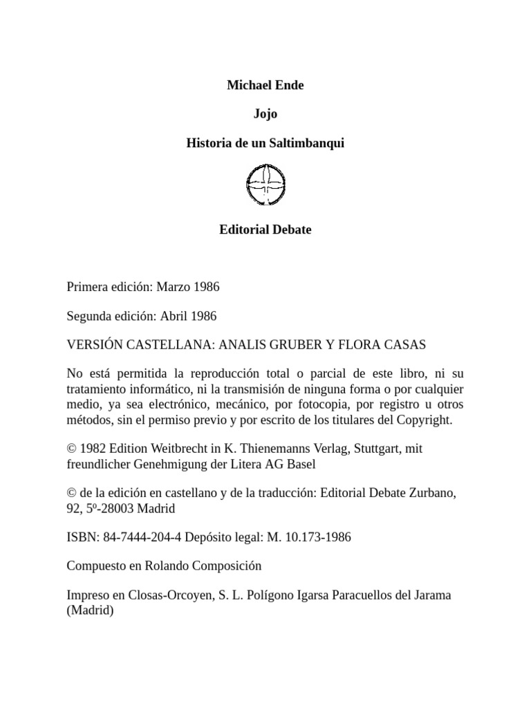 Jojo Historia de Un Saltimbanqui (Ende Michael) (Z-Library) | PDF | Amor