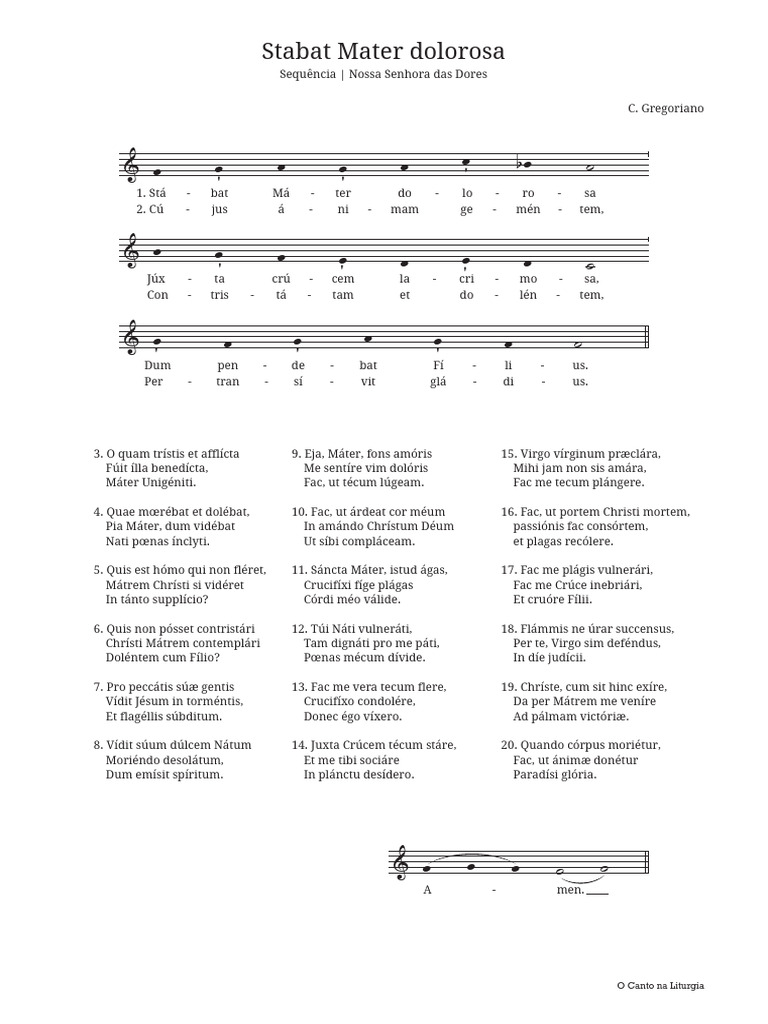 Stabat Mater Dolorosa - Gregoriano | PDF
