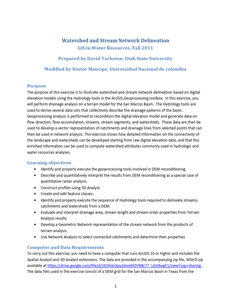 Water Sheds and Stream Delineation | PDF | Geographic Information ...