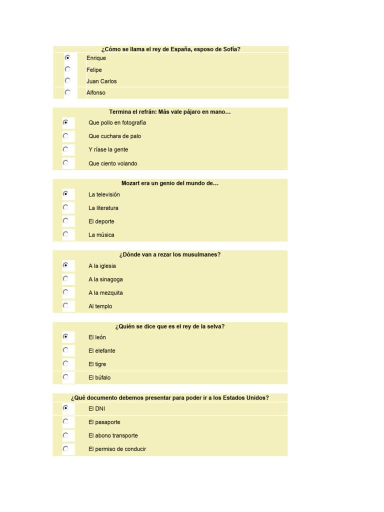 Preguntas de Cultura General y Trivia | PDF | Arte | Libros para ...
