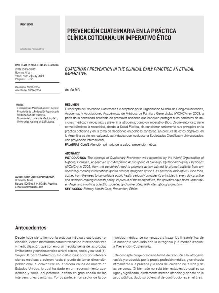 Ética y Prevención Cuaternaria | PDF | Asistencia sanitaria preventiva ...