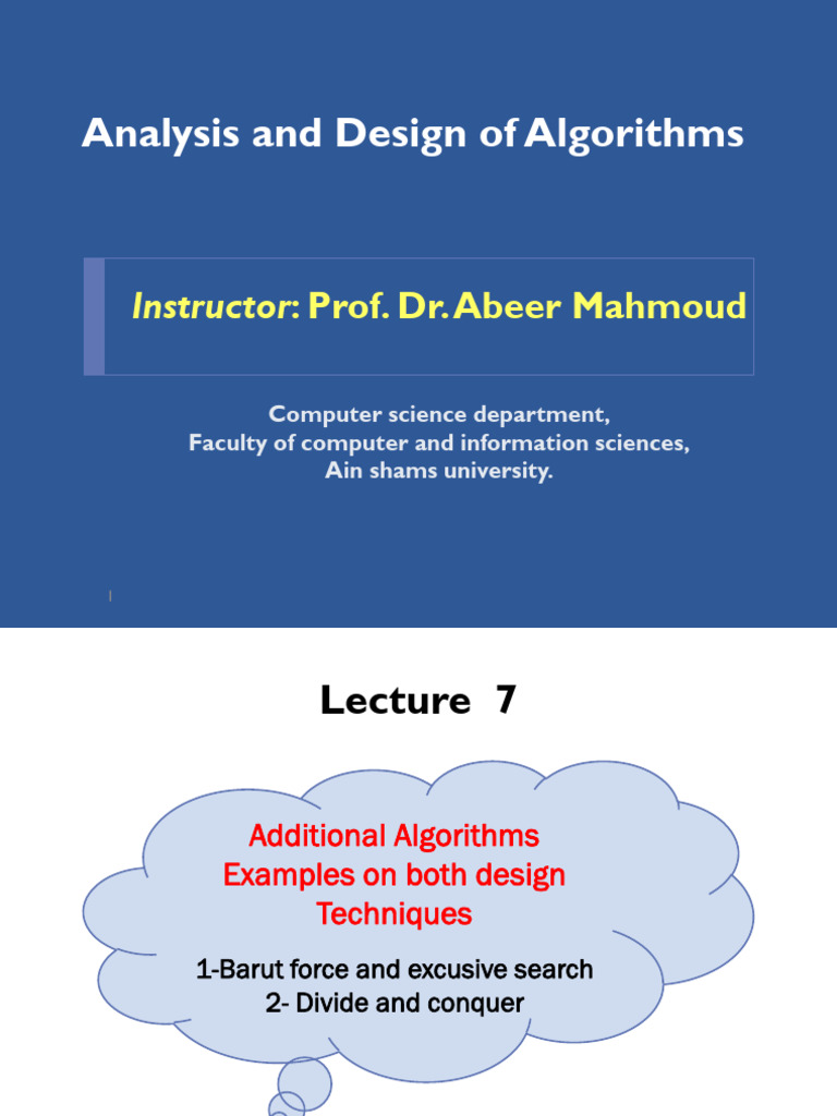 Algo Lec7 | PDF | Algorithms And Data Structures | Algorithms Algo Lec7 | PDF | Algorithms And Data Structures | Algorithms