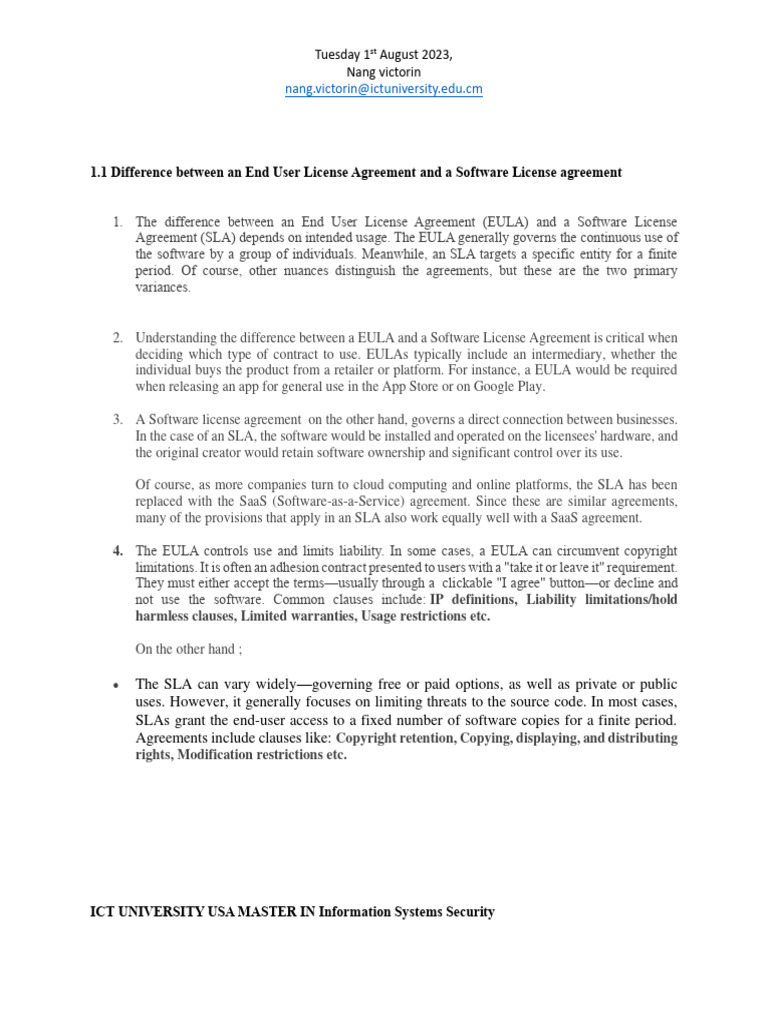 Cyber Security Law and Governance Assignment | PDF | License | Information Technology