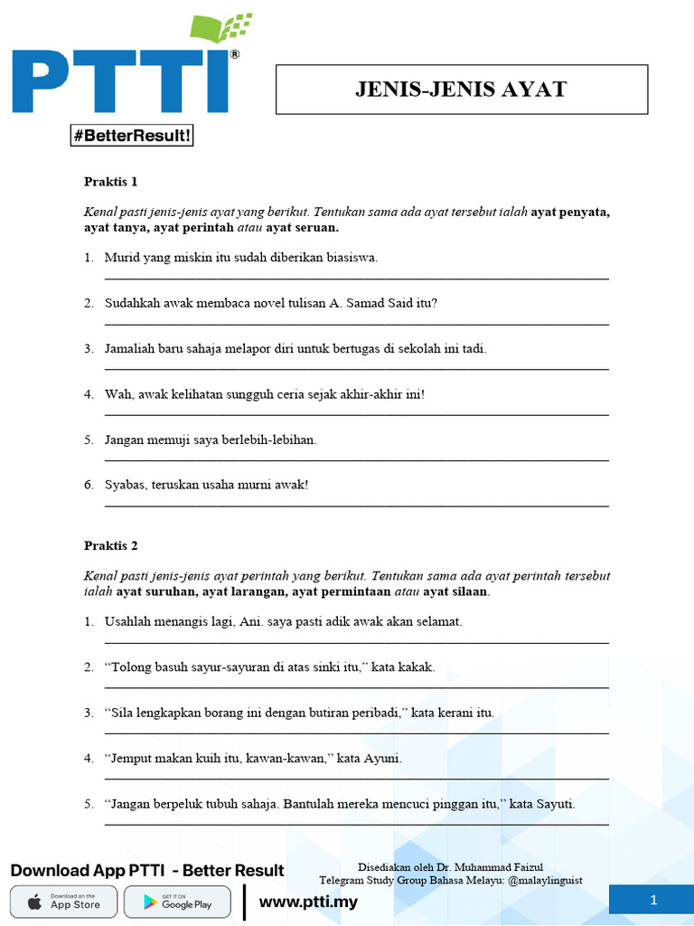 Soalan Jenis-Jenis Ayat | PDF