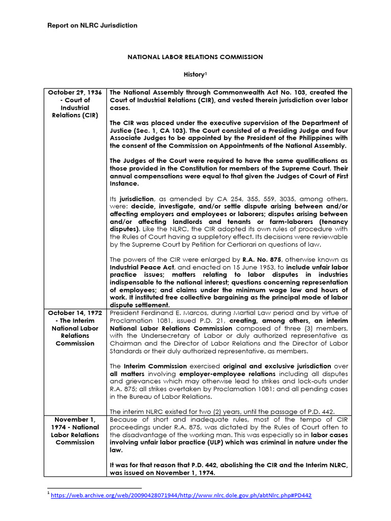 Jurisdiction Nlrc Report | PDF | Arbitration | Employment
