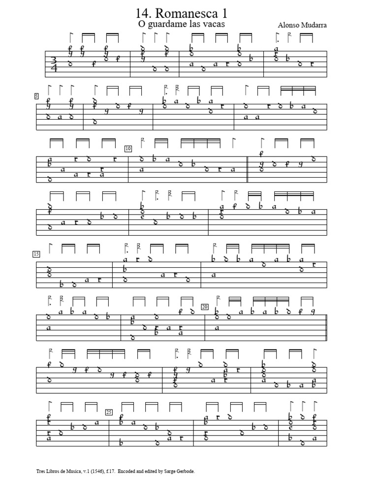 MUDARRA_romanesca_1 | PDF | Baroque Music | Classical Music