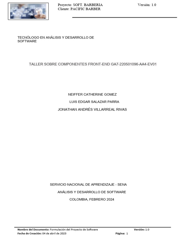 Taller Sobre Componentes Front End Ga7 220501096 Aa4 Ev01 Pdf Html Script Java 