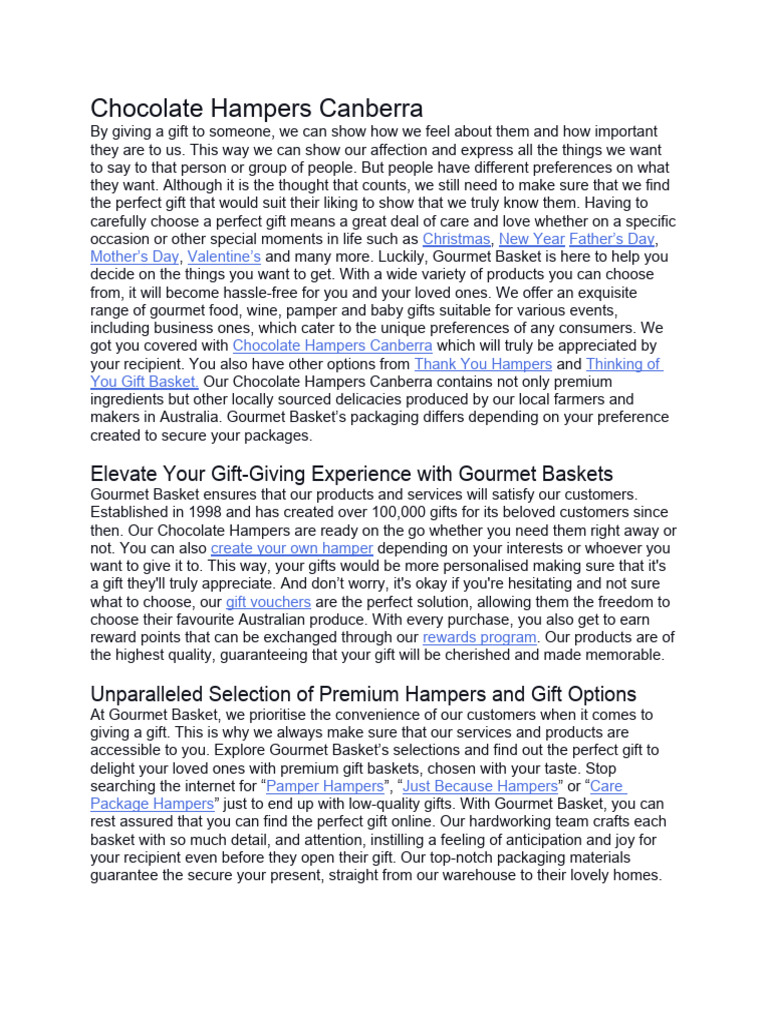 Updated - Pl-Chocolate-Hampers-Canberra | PDF | Gift