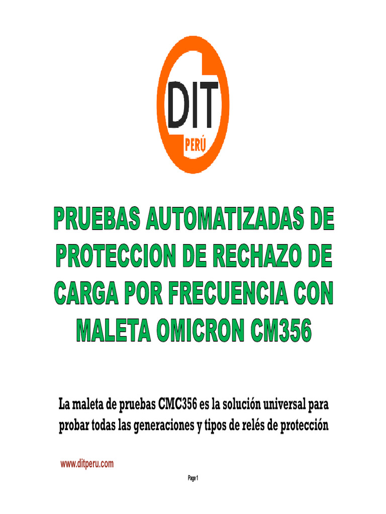 DIT Perú - CMC 356 Omicron - 7.0-Pruebas Rechazo Cargas | Descargar gratis PDF | Relé | Frecuencia