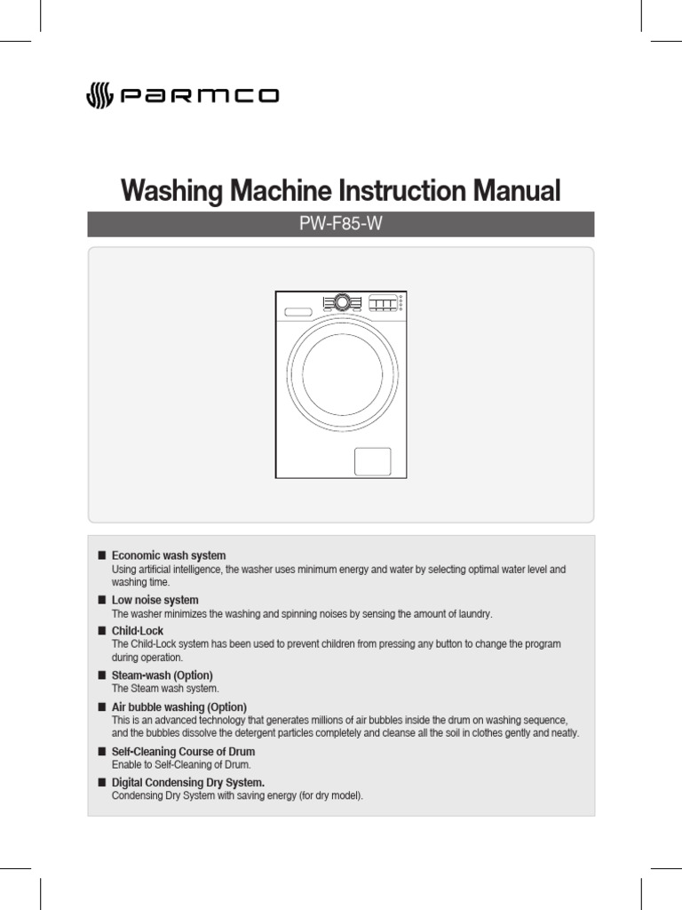Washing Machine (PW-F85-W) | PDF | Washing Machine | Laundry