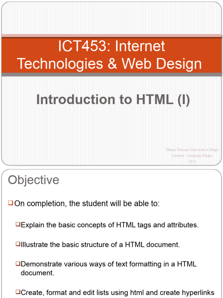 Chapter 1 - Introduction To HTML I | PDF | Html | World Wide Web