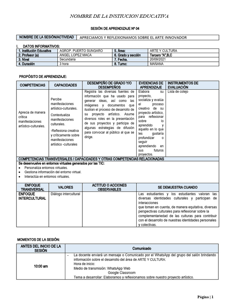 3 ° Exp 7 Act 1 SESION | PDF | Evaluación | Aprendizaje