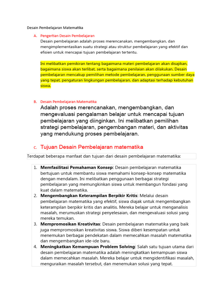 MAteri PPT Desain Pembelajaran MTK | PDF