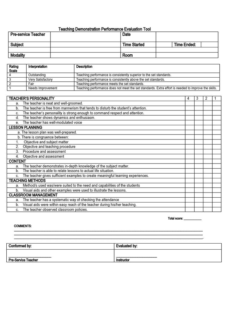 Rating Sheet | PDF | Teachers | Teaching