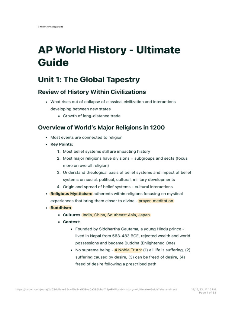 AP World History: Religion's Impact | PDF | Silk Road | Mongol Empire