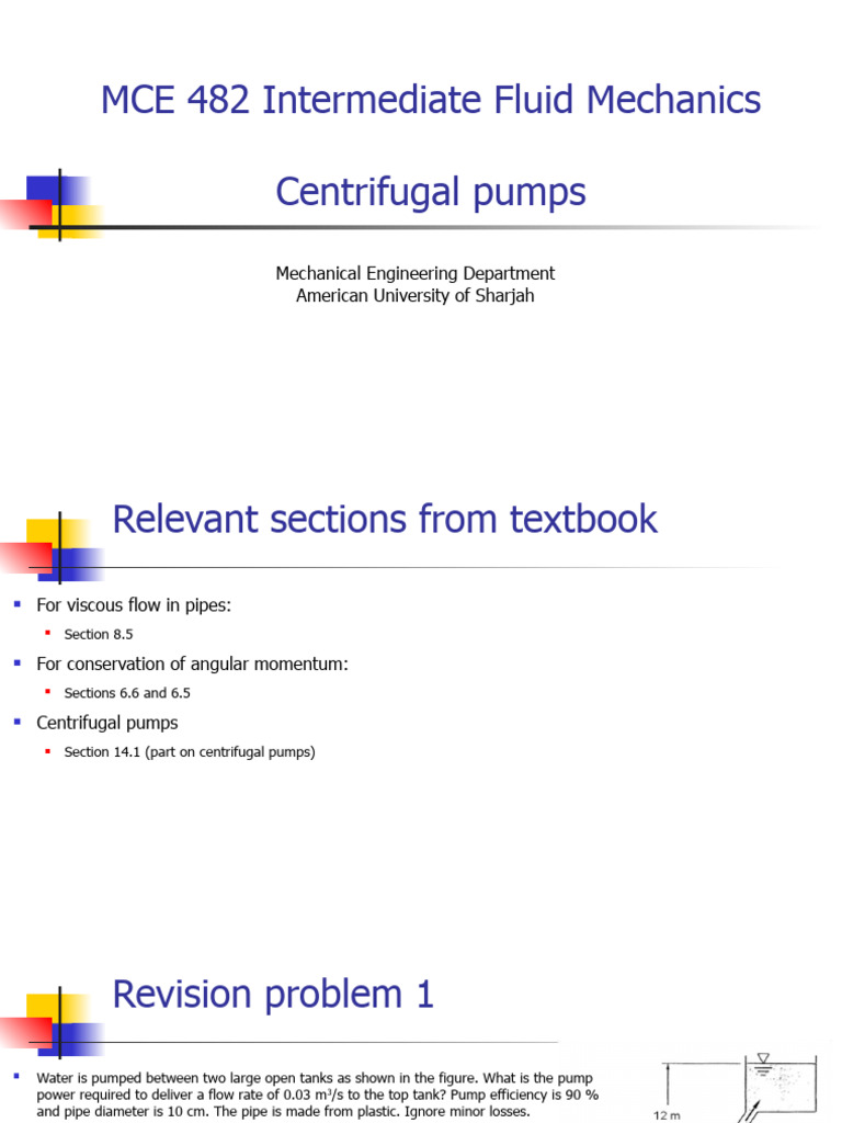 MCE 482 - Centrifugal Pumps | PDF | Pump | Flow Measurement