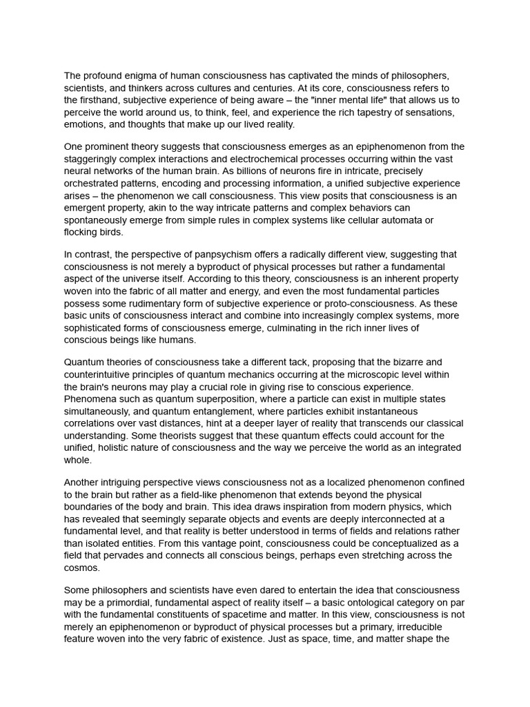 Human Consciousness | PDF | Consciousness | Reality