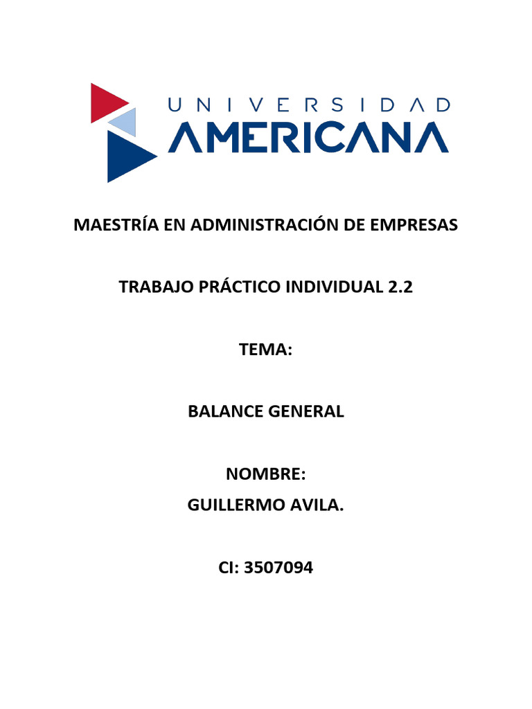 Tp2.2 Guillermo Avila | PDF | Estado de resultados | Hoja de balance