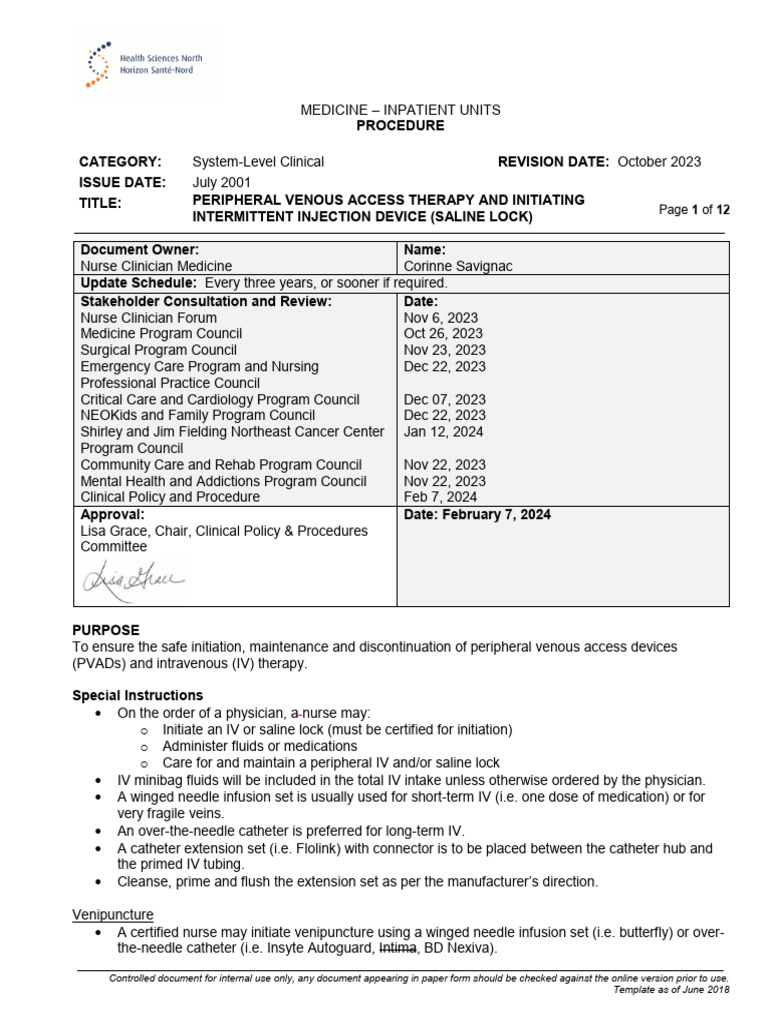 Peripheral Venous Access Therapy and Intermittent Injection Device ...