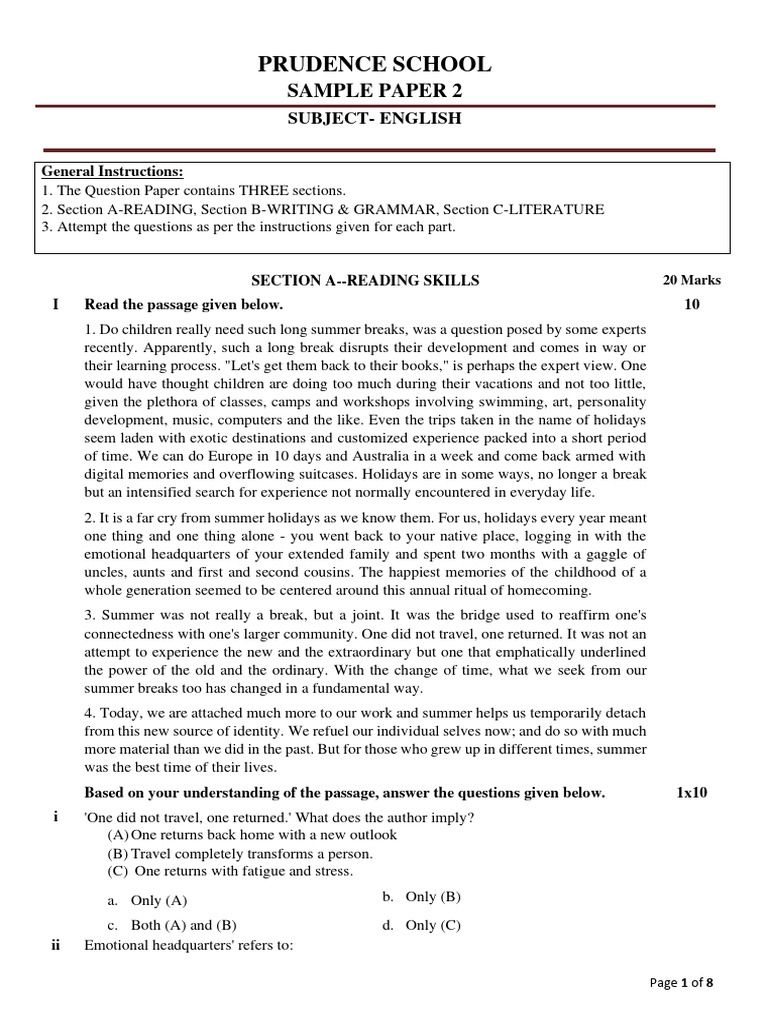 G9 English Sample Paper 2 | PDF | Climate Change | Atmosphere Of Earth