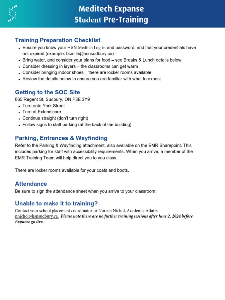 Meditech Expanse - Student Pre-Training Package | PDF