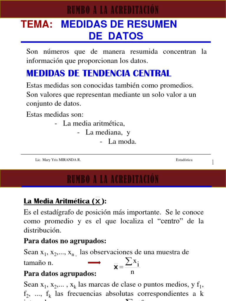 3 Tema - Medidas de Resumen de Datos | PDF | Mediana | Diferencia
